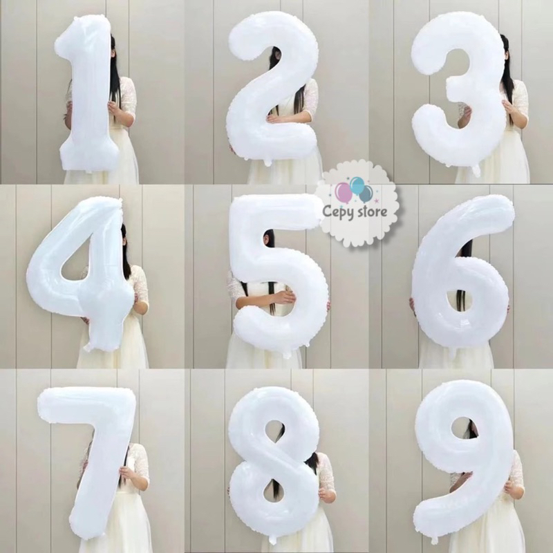Jual Balon Foil Huruf / Balon Foil Angka Besar 80cm Putih | Shopee ...