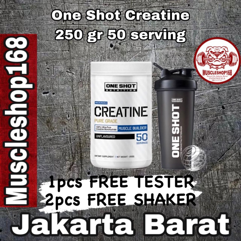 Jual One Shot Creatine Monohydrate PURE GRADE Creatine 100% 250 gr 50 ...