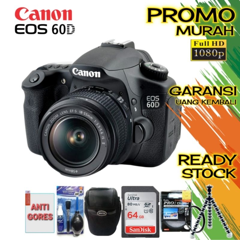 Jual (NEW) CANON EOS 60D + LENSA 18-55MM IS II PROFESIONAL BERGARANSI 1 ...