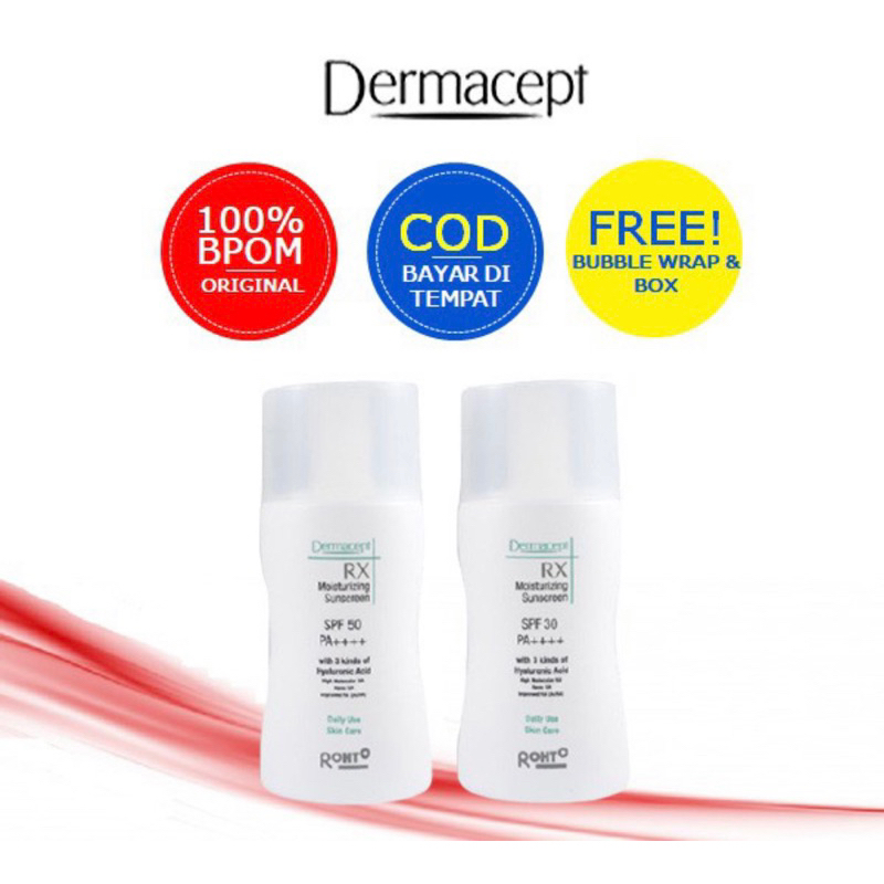 Jual Dermacept Moisturizing Sunscreen 50g spf 50 / spf 30 original reg ...