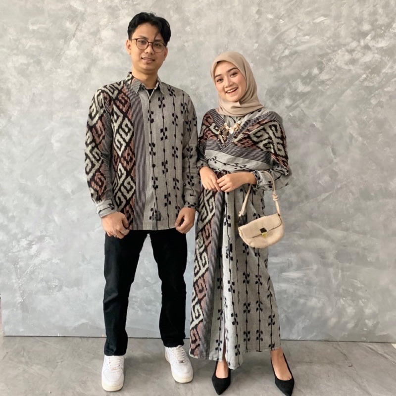 Jual Baju Sarimbit Tenun Baju Couple Tenun Abu | Shopee Indonesia