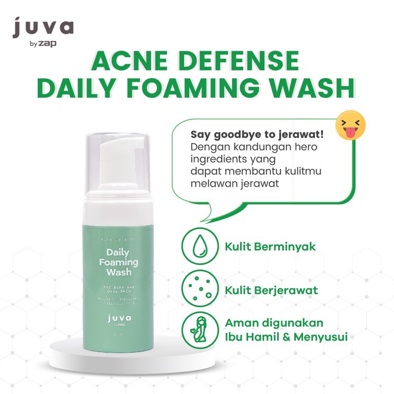 Jual Juva by Zap Acne Defense Daily Foaming Wash 100ml - facial foam ...