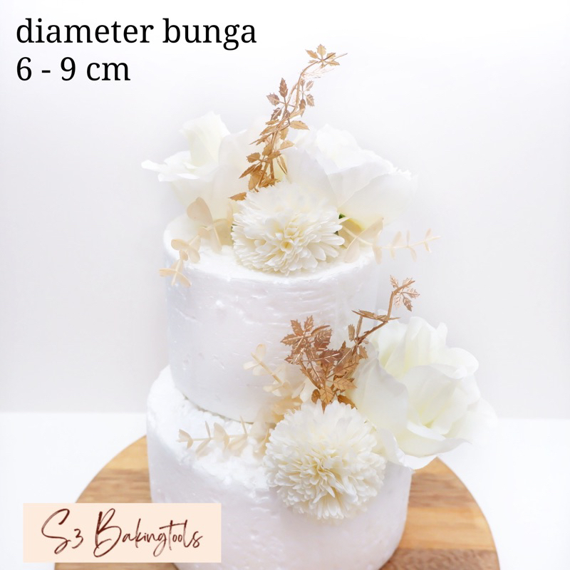 Jual Cake Topper hiasan kue artificial Flower royal white set | Shopee Indonesia