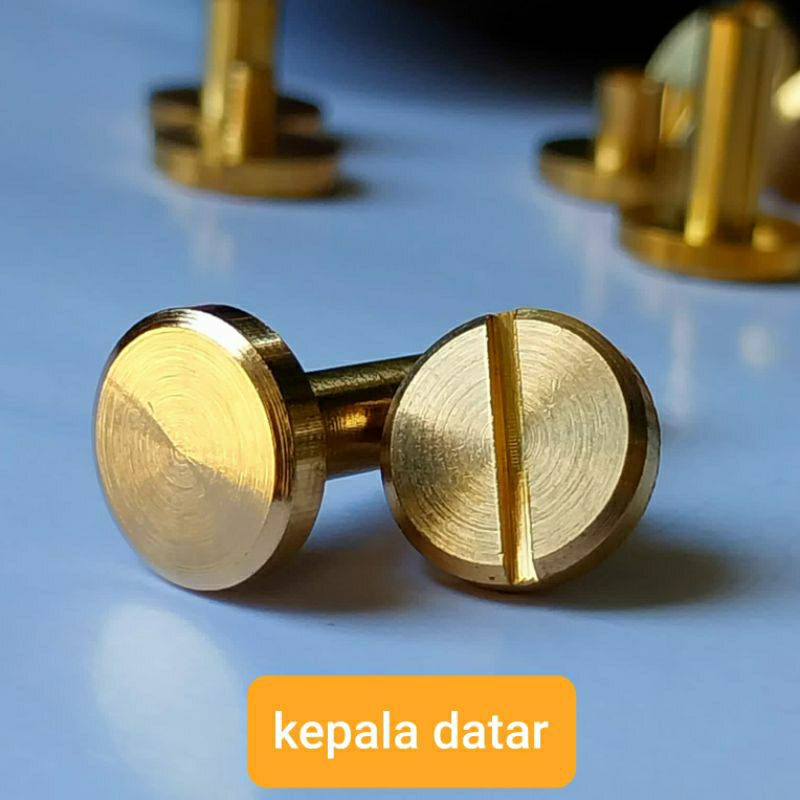 Jual Mur Baut Kuningan Kepala Datar Panjang 4/6/8/10/20 1 Set | Shopee ...
