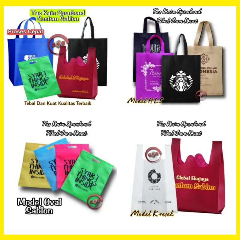 Jual Jasa Sablon / cetak nama Tas kain spunbond Goodie Bag Semua Model , Ukuran , dan Warna ...