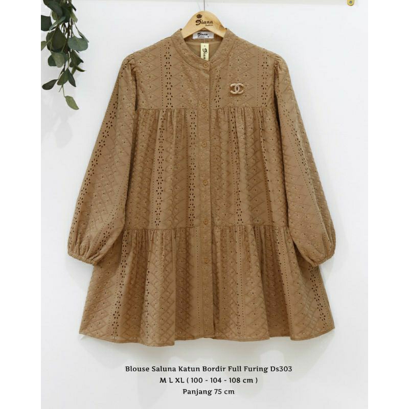 Jual Blouse Saluna Katun Bordir Full Furing | Blouse Cantik | Blouse ...