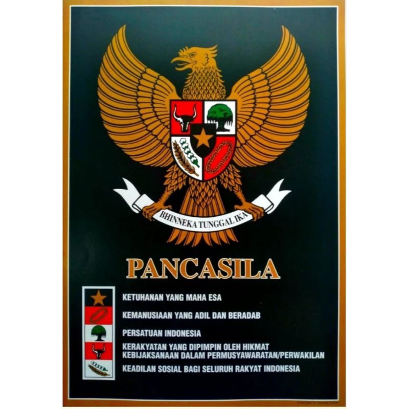 Jual Poster Cetak Pancasila Lukisan Cetak Bhineka Tunggal Ika Nkri Garuda Indonesia Untuk 