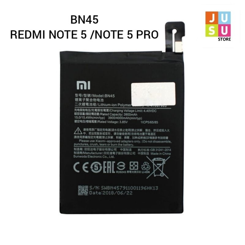 Jual Battery Xiaomi Redmi Note 5 (BN45) / Redmi Note 5 Pro (Batt ...