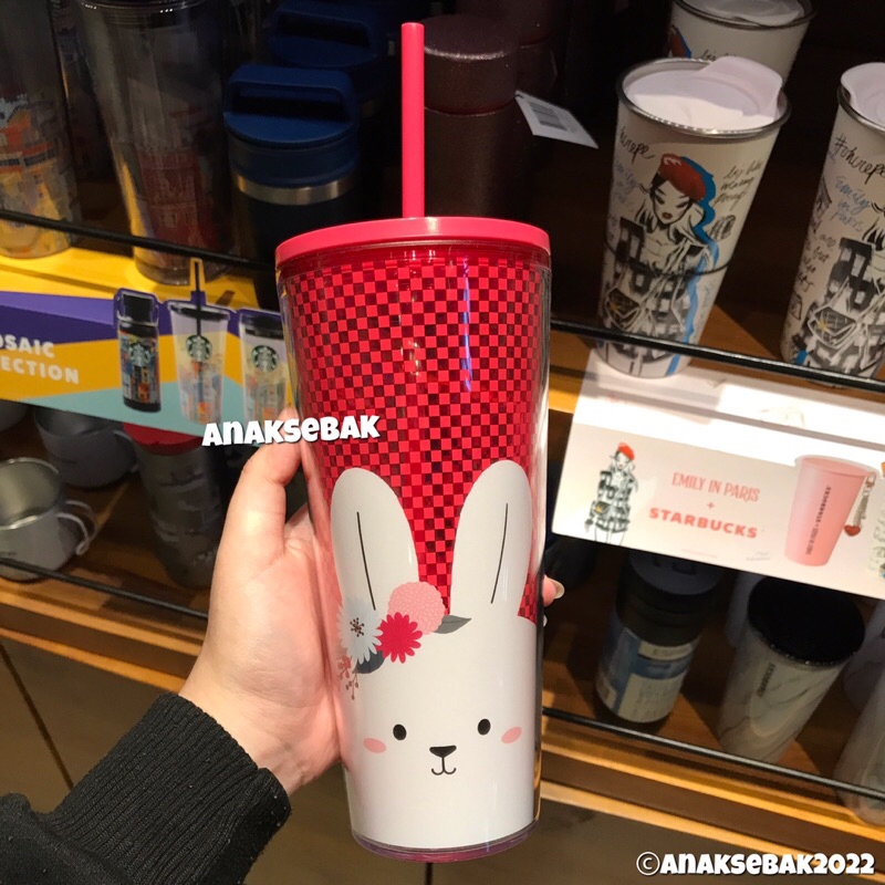 Jual Starbucks Cold Cup Tumbler Rabbit Face 20oz Winter 2022 Edition ...