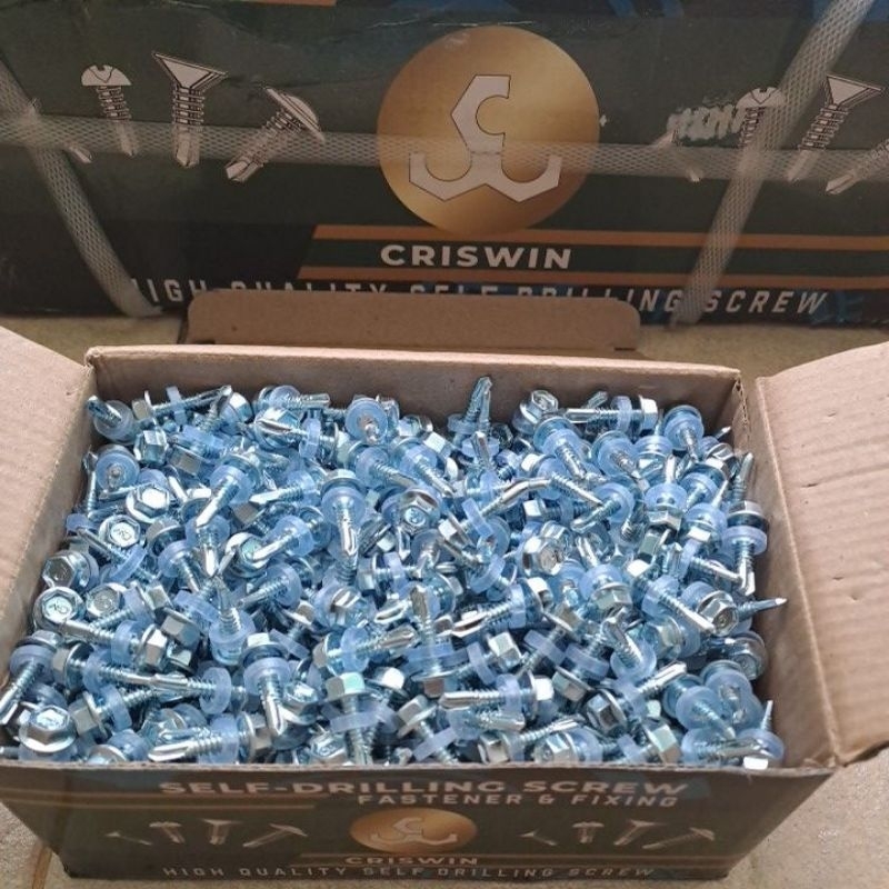 Jual 600 pcs baut drilling 12x20 merk CRISWIN, baut galvalum, baut baja ...