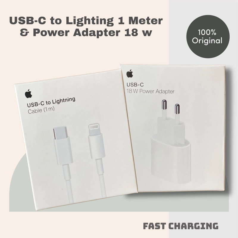 Jual USB-C to Lighting Cable dan Power Adapter Fast Charging | Shopee ...