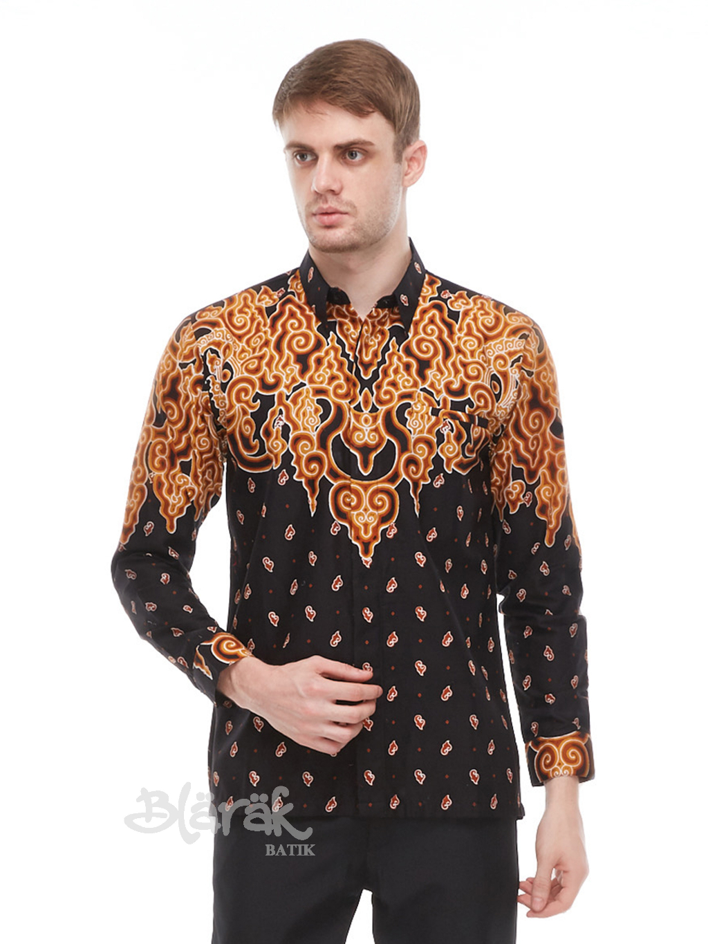 Jual BLARAK - Baju Batik Pria Mega Moksa Cokelat | Shopee Indonesia