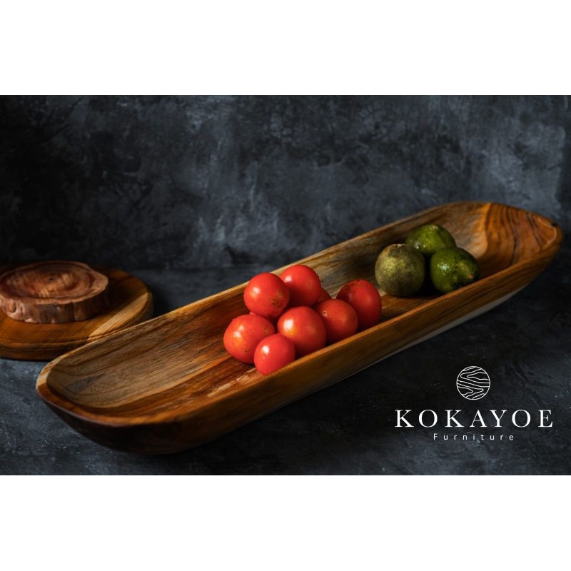 Jual Tray kayu jati aesthetic / Nampan kayu jati / Tempat buah kayu ...