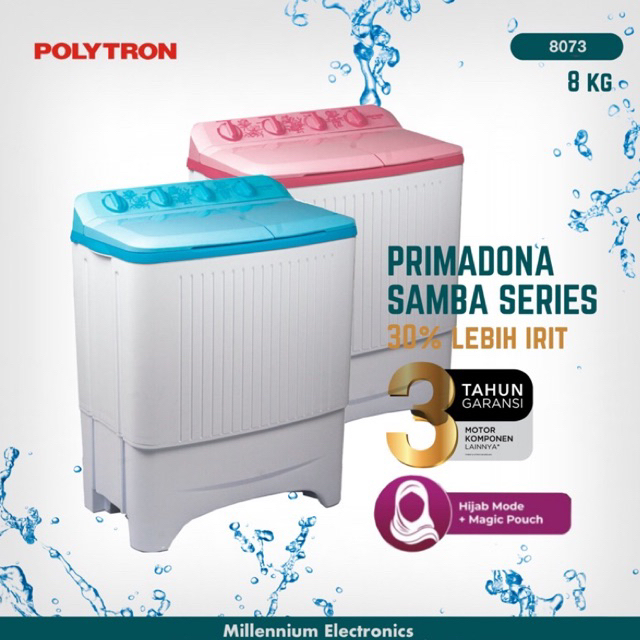Jual POLYTRON Mesin Cuci 2 Tabung Samba Series 8 KG 8KG PWM 8073 ...