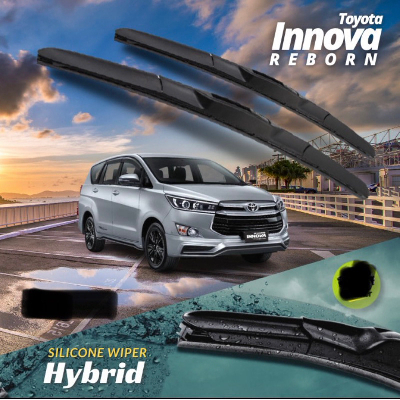 Jual Wiper frameless innova reborn karet kaca depan mobil silicon hybrid | Shopee Indonesia