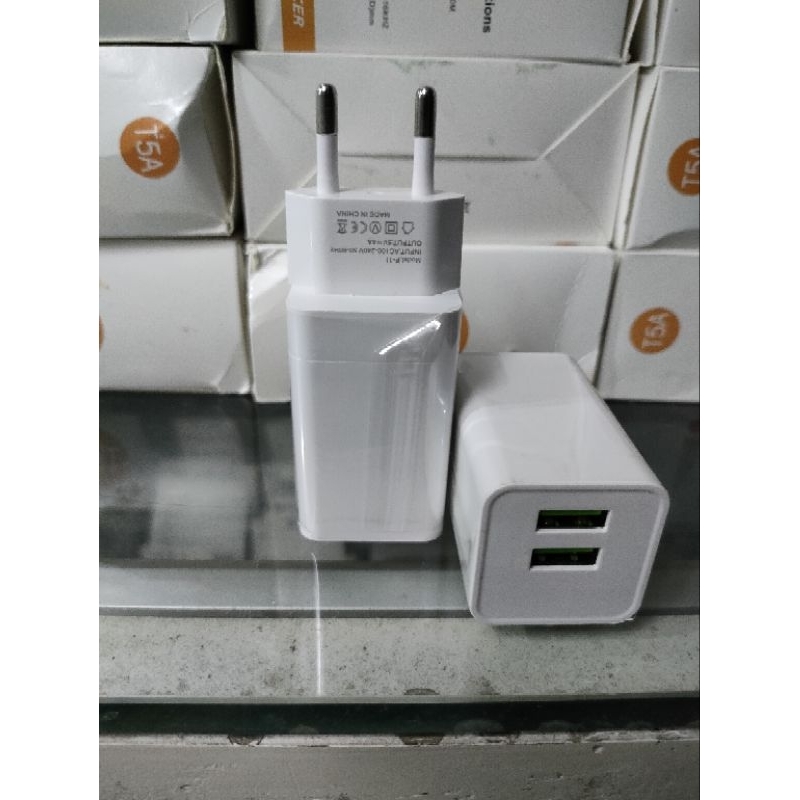 Jual Batok Kelapa Cas Adaptor Charger 2 USB 1 USB Batok Charger Kepala ...