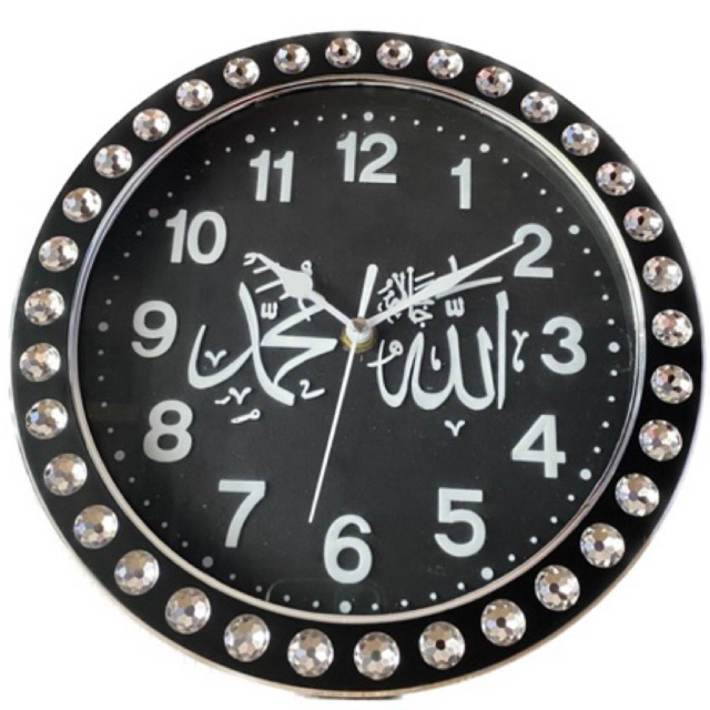 Jual Jam dinding kaligrafi lafadz Allah dan Muhammad mewah elegan hitam ...