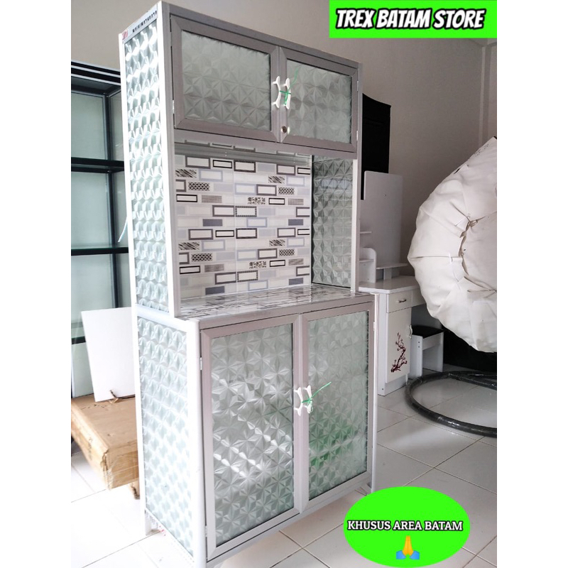 Jual LEMARI RAK PIRING ALUMINIUM KACA POLO 2 PINTU (BATAM) | Shopee ...