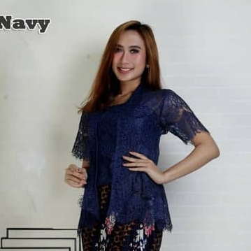 Jual Setelan Kebaya Modern Set Kebaya Brukat Lace Biru Navy dan Rok ...