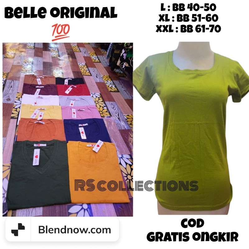Jual Baju Kaos Polos Belle Asli Wanita Tangan Pendek | Shopee Indonesia