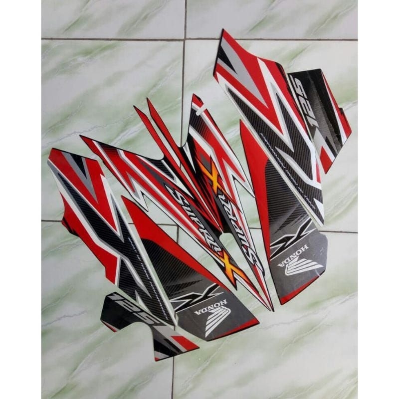 Jual striping body motor supra x 125 R 2011 warna merah standar ...