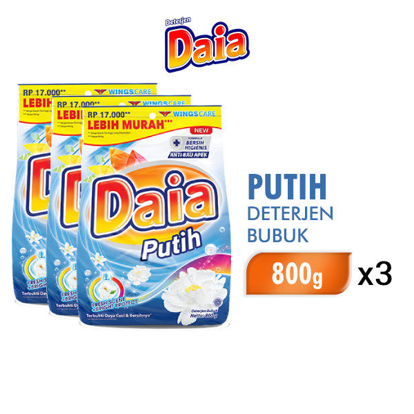 Jual Daia Deterjen Bubuk Putih 3 x 800 gr | Shopee Indonesia