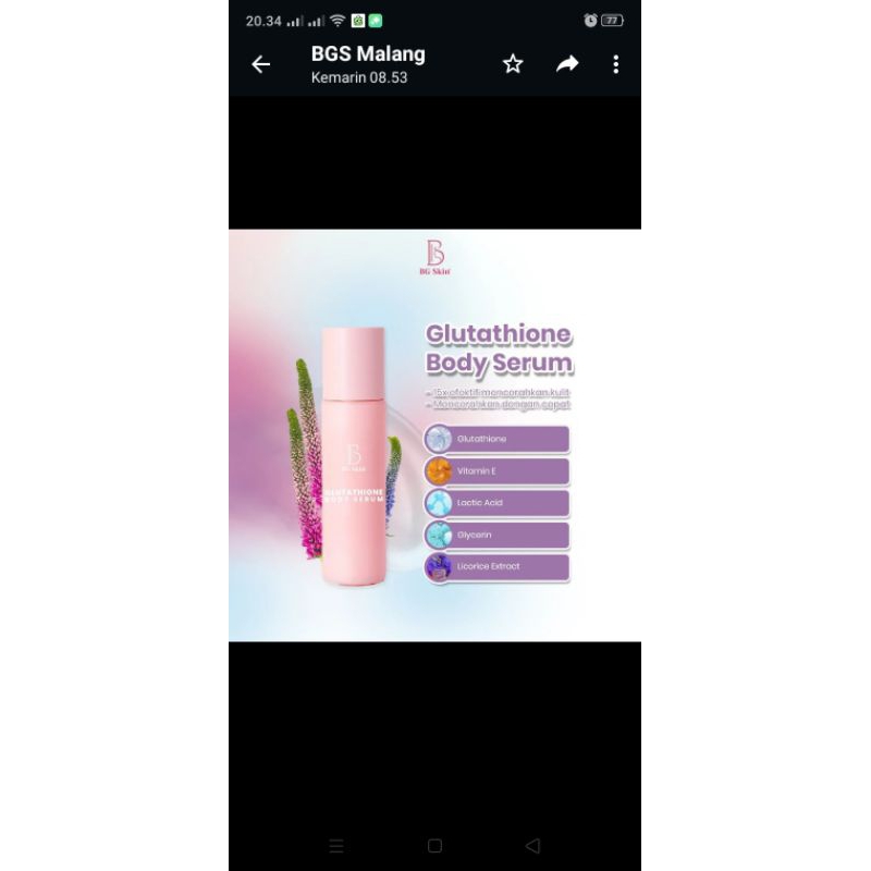 Jual GLUTATHIONE BODY SERUM BG SKIN | Shopee Indonesia