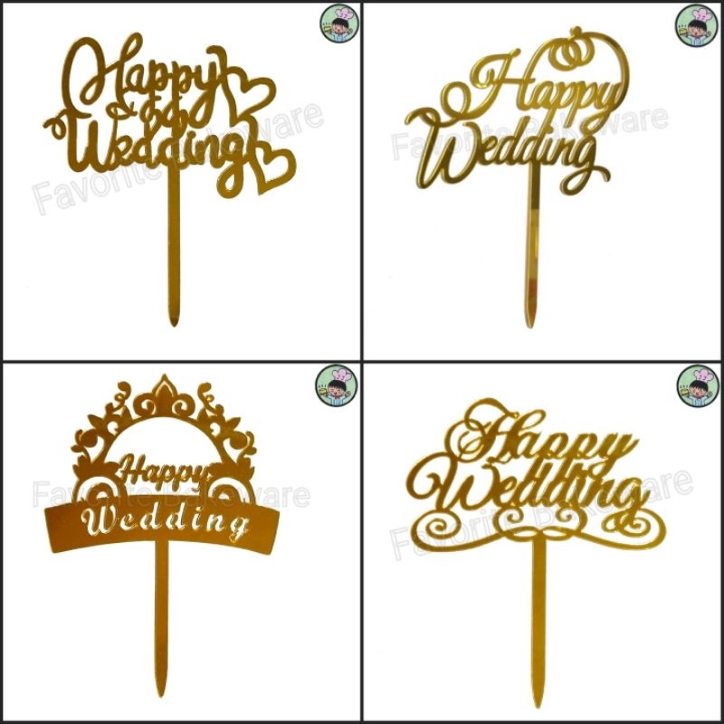 Jual Topper Cake Happy Wedding Hiasan Kue Selamat Menikah Acrylic ...
