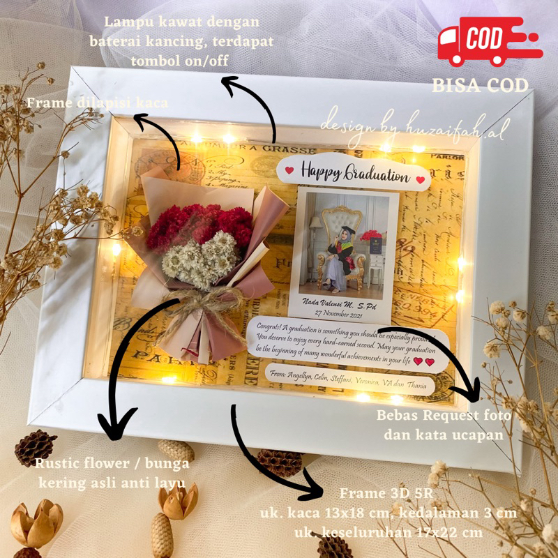 Jual FRAME BUKET RUSTIC GIFT WISUDA 3D PART3 ukuran 13x18cm (5R) / KADO ...