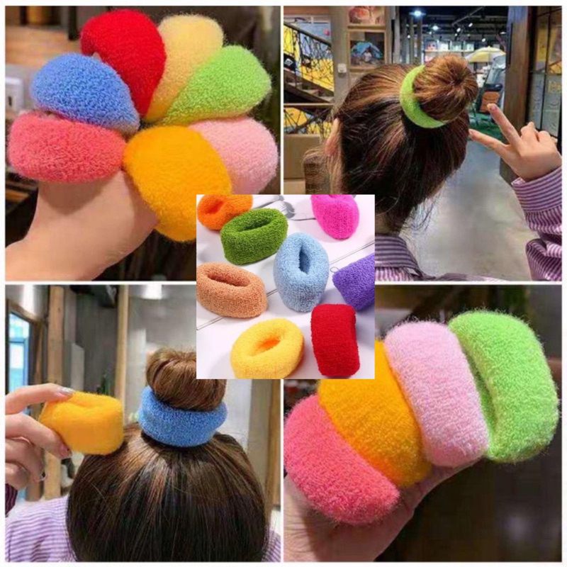 Jual 12PCS KUNCIR IKAT RAMBUT DONAT | Shopee Indonesia