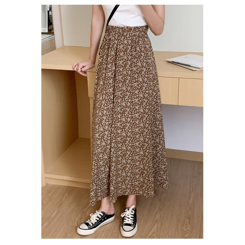 Jual Rok plisket motif bunga / Rok panjang motif bunga / Rok bunga ...