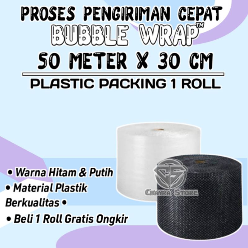 Jual Bubble wrap roll 50m x 30cm plastik packing buble warp (TEBAL ...