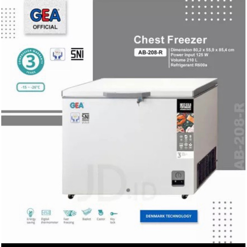Jual Kulkas gea ab-208r / ab 208 chest freezer box lemari es beku 200 ...