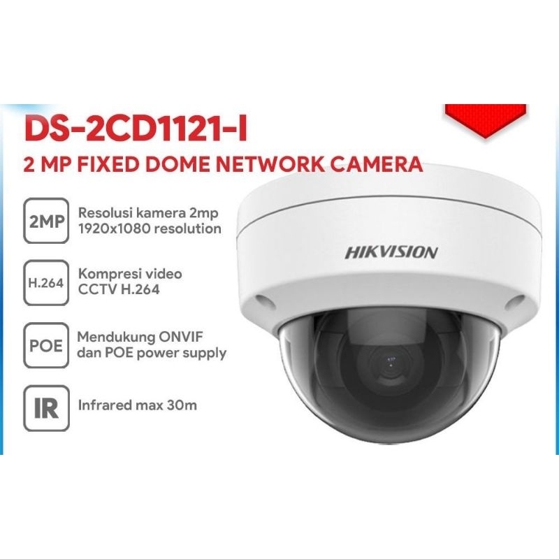 Jual HIKVISION DS-2CD1121-I Hikvision 2 MP Fixed Dome Network Camera | Shopee Indonesia