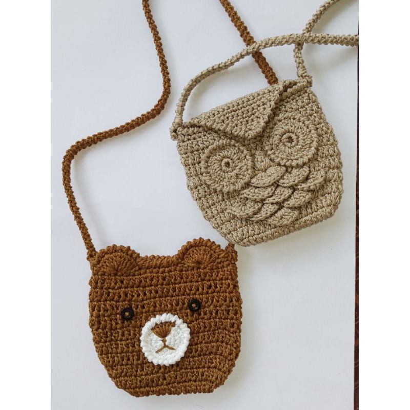 Jual Tas Anak Slempang (Sling Bag) Rajut Motif Owl Custom Warna ...