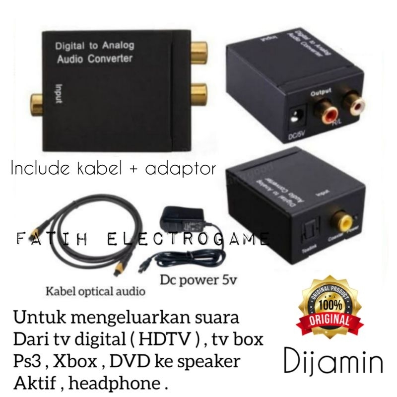 Jual [ FREE KABEL OPTICAL ] Converter audio digital to analog + Kabel ...