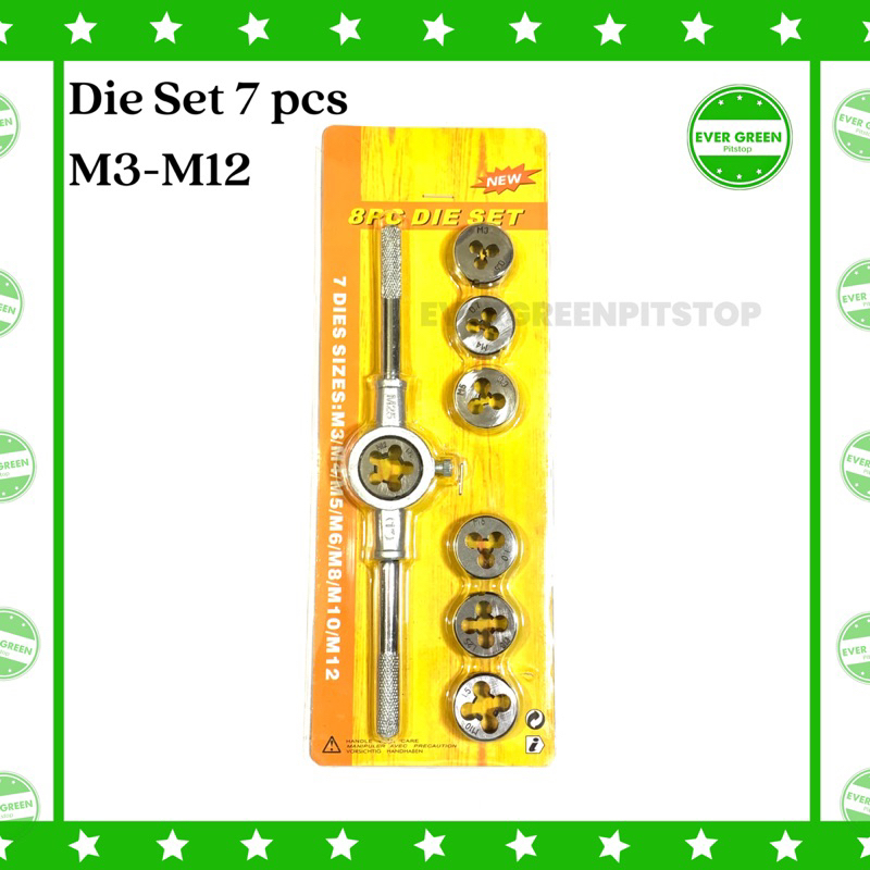 Jual Die Set 8 pcs M3-M12 Alat Pembuat Drat Metric Senai Derat Ulir ...