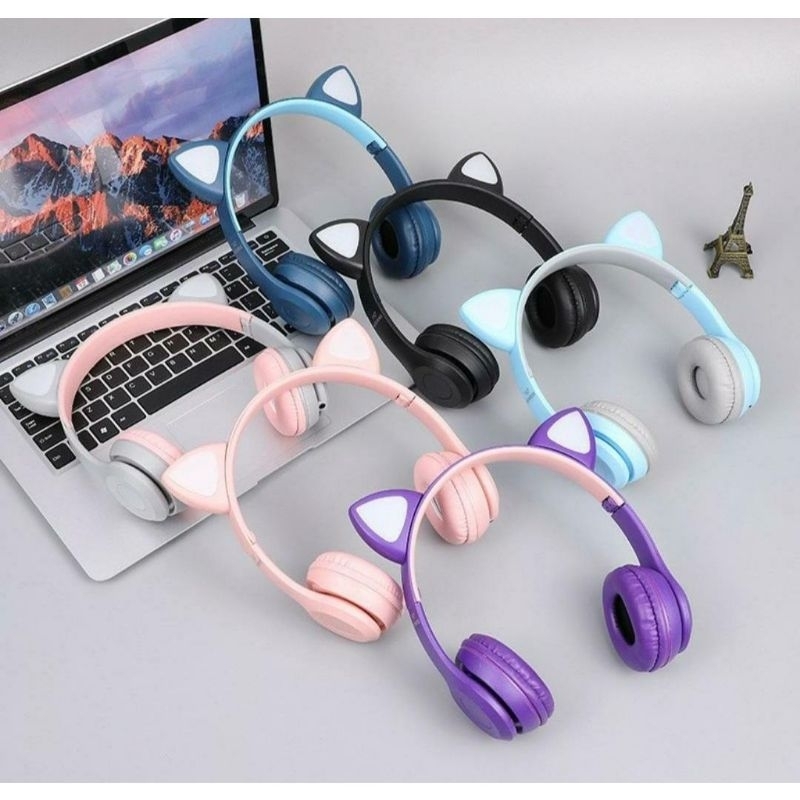 Jual Headphone Wireless Cat Ear - Headphones Bluetooth Kucing Support ...