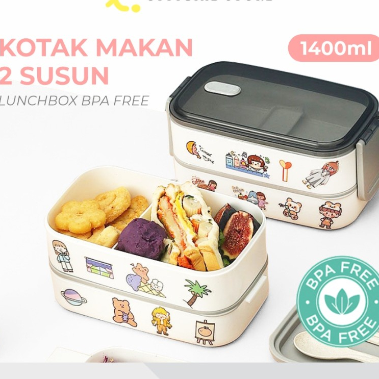 Jual luch box tempat makan anak sekolah 8124 Model Jepang Dua Susun ...