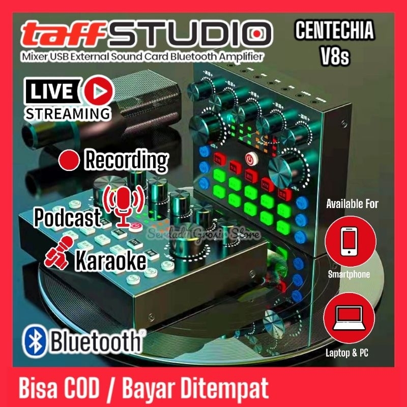 Jual Live Soundcard V8s Centechia Taffstudio Mixer Bluetooth Amplifier ...