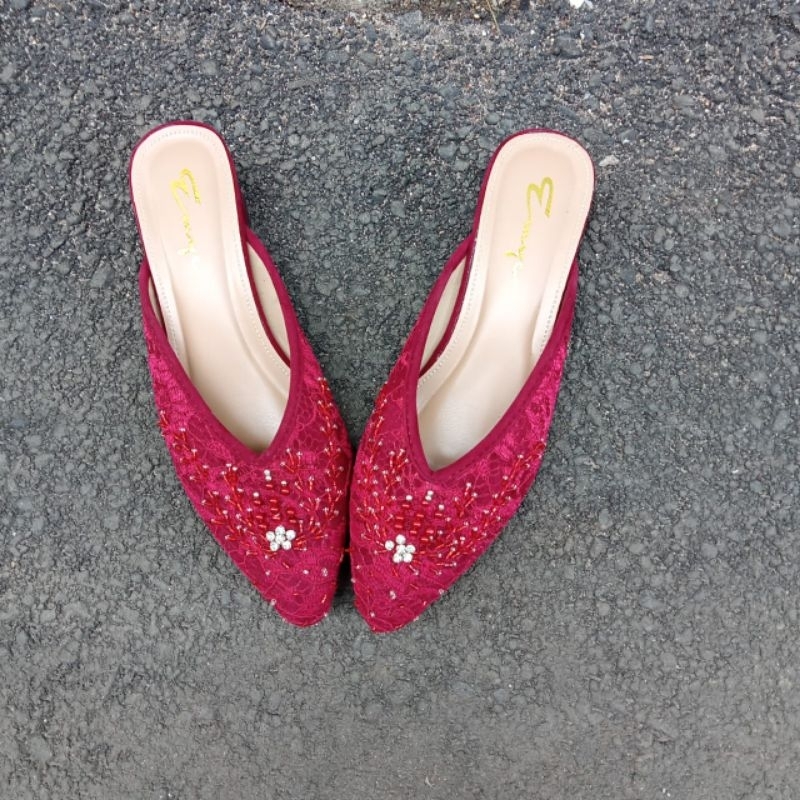 Jual Bae_Suzy I sepatu selop wanita heels Payet hak tahu wedding shoes ...