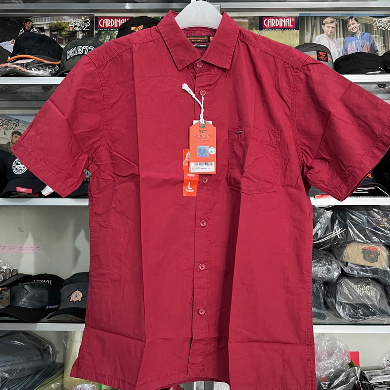 Jual Kemeja Cardinal Warna Polos Lengan Pendek Casual Original | Shopee ...