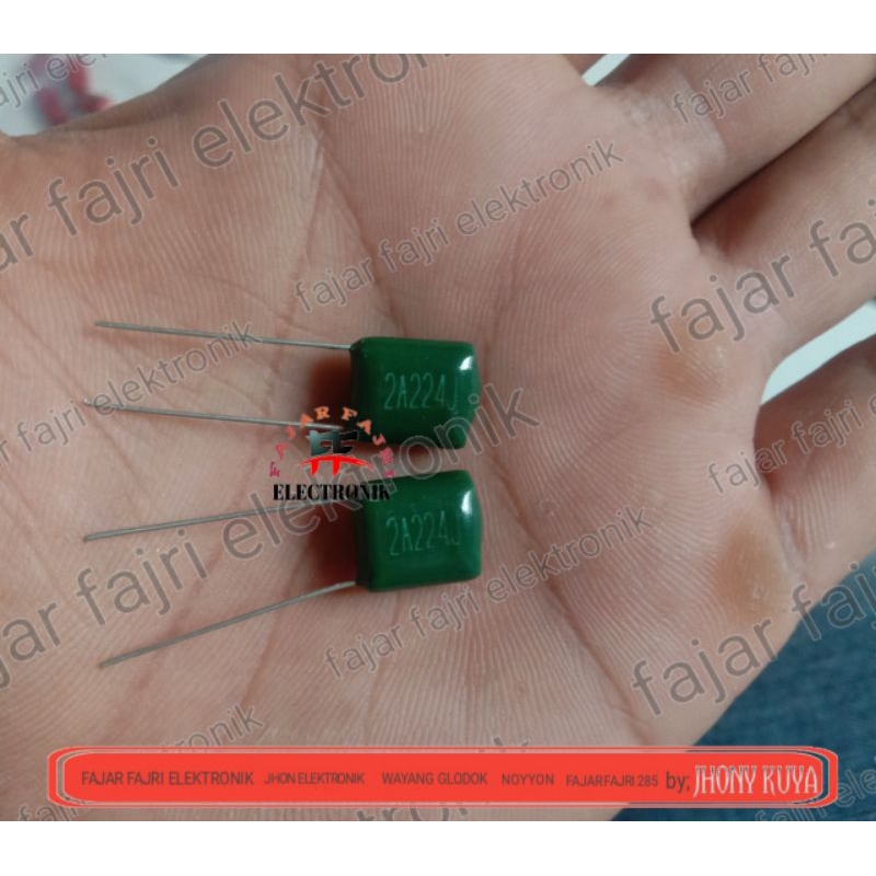 Jual Capacitor mylar hijau 2A224J 100VDC Kapasitor milar ijo 2A 224J ...