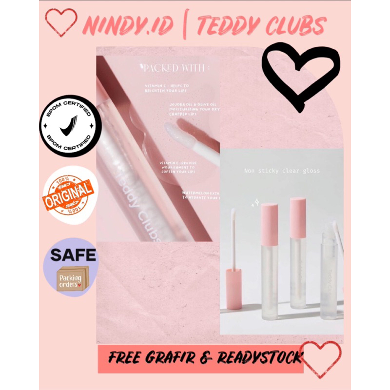 Jual TEDDY CLUBS CLEAR LIP GLOSS | Shopee Indonesia