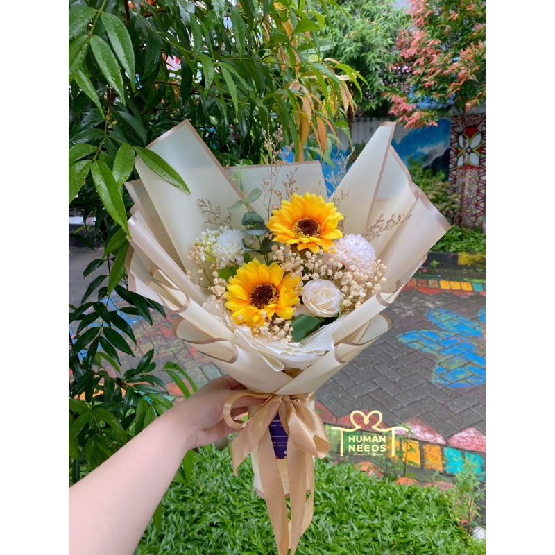 Jual Sunflowers mix bouquet with caspea and babybreath | Buket Bunga ...