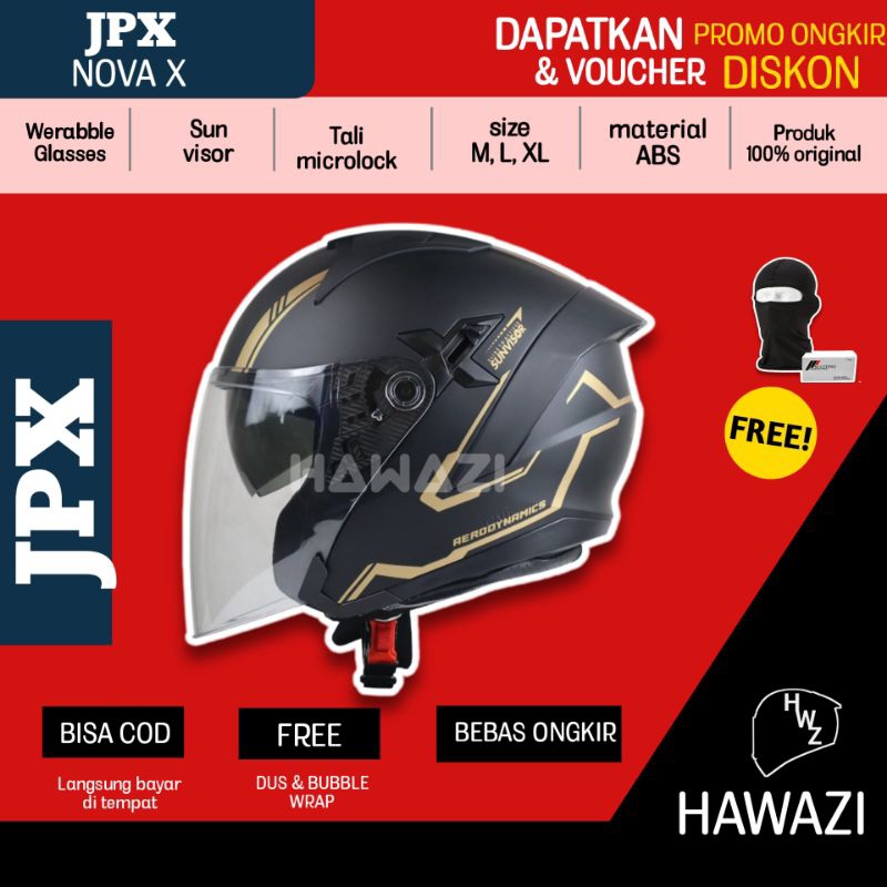 Jual HELM JPX NOVA X SEMI MOTIF BLACK GOLD DOFF | Shopee Indonesia