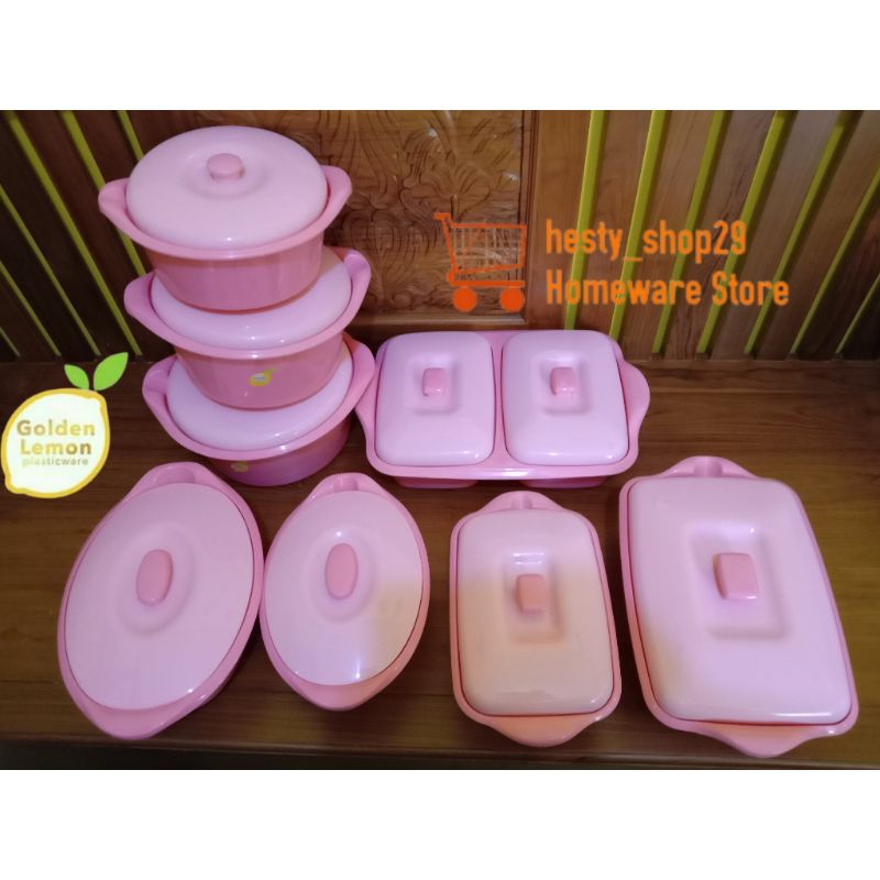 Jual Basi Wadah Saji Pink Tempat Lauk Sayur Masakan + Tutup Tempat ...