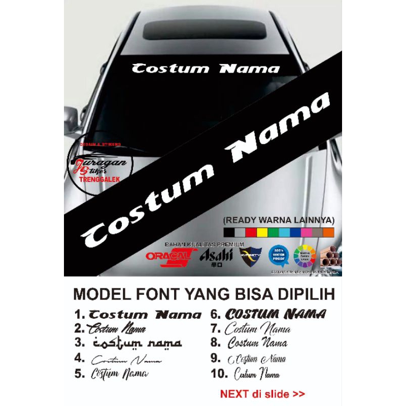 Jual Stiker kostum tulisan costum nama custom kaca depan belakang mobil ...