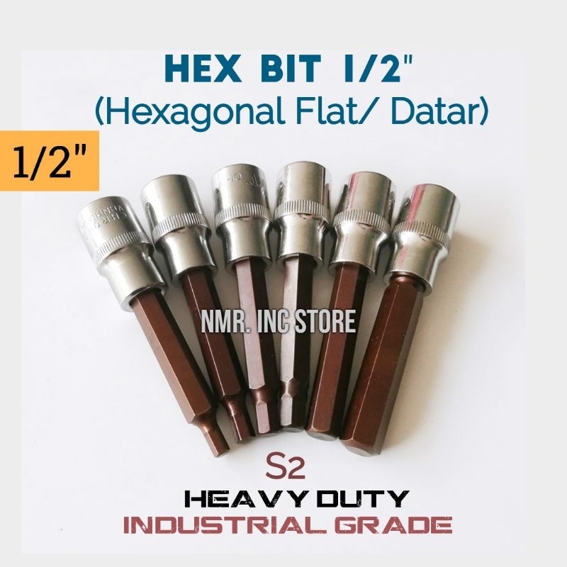 Jual Mata Kunci Shock Hexagonal 1/2 Hex Bit H3 H4 H5 H6 H7 H8 H10 H12 ...