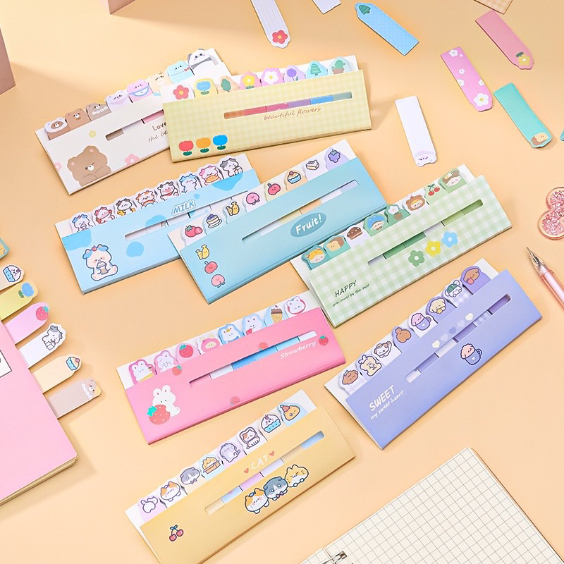 Jual sticky note pembatas buku dengan lem motif lucu imut binatang kue ...